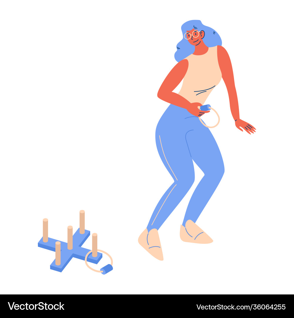 Quoits game playing one woman ready for throwing Vector Image