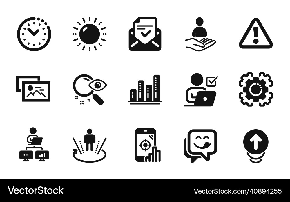 Set of approved mail graph chart and photo Vector Image