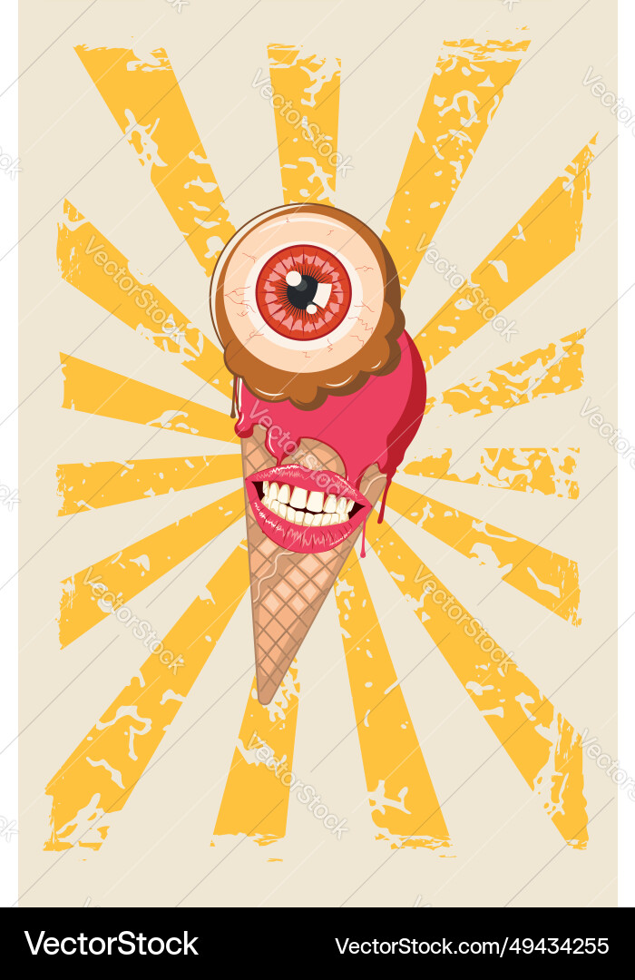 Smiling ice cream with big eyeball Royalty Free Vector Image