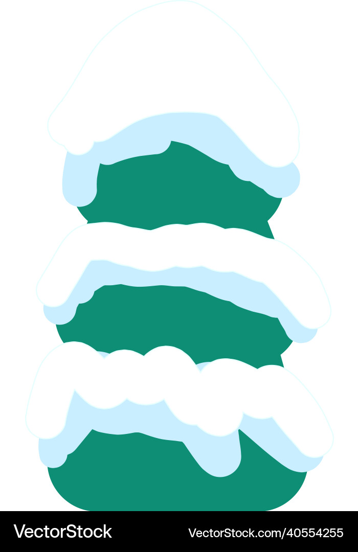 Tree covered with snow cartoon style flat clipart Vector Image