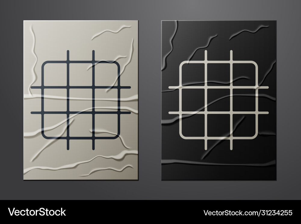 White grid graph paper icon isolated on crumpled Vector Image