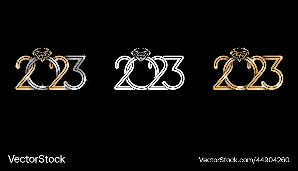 2023 font number diamond concept Royalty Free Vector Image