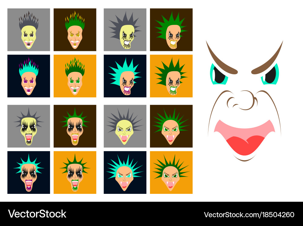 Assembly of flat icons on theme evil faces Vector Image