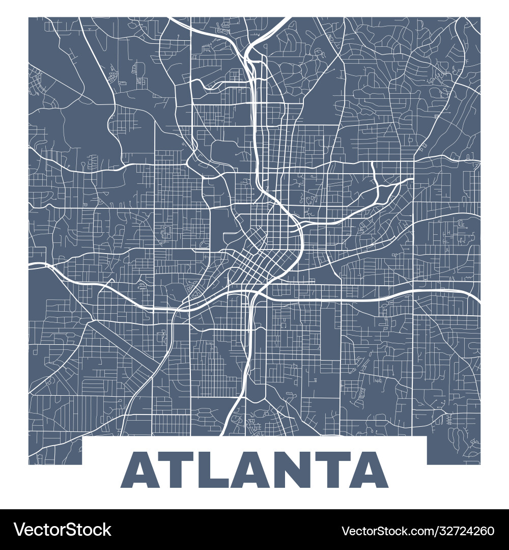 Atlanta map square city streets Royalty Free Vector Image