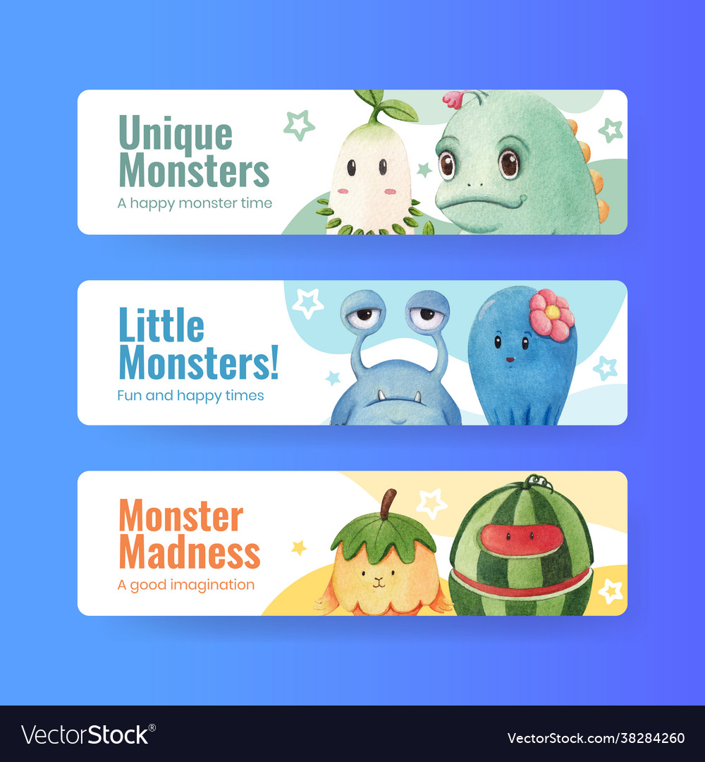 Banner template with monster concept design Vector Image
