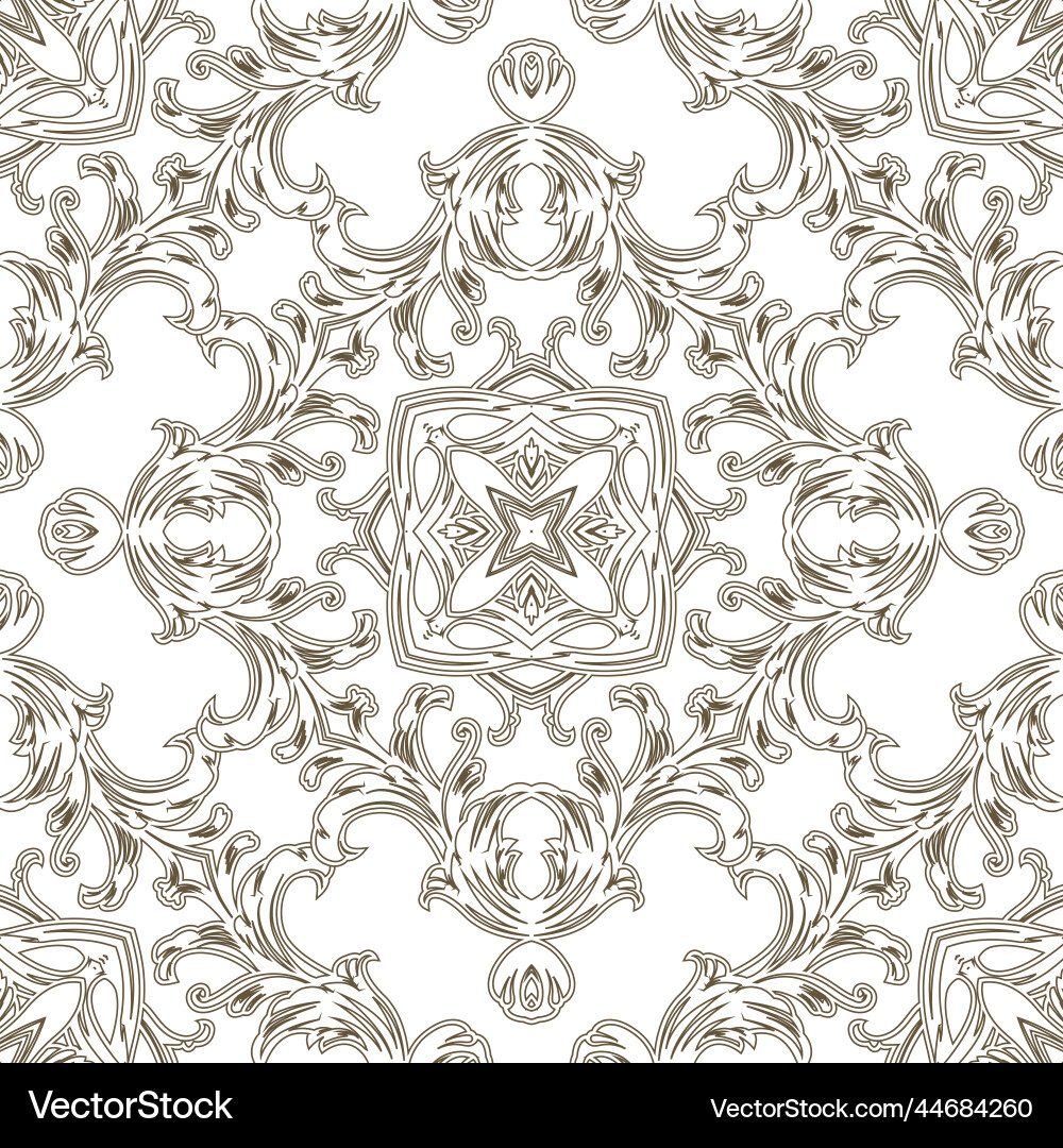 Baroque seamless pattern black and white floral Vector Image