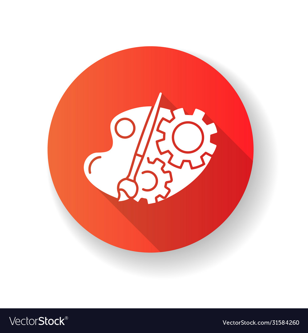 Creative process red flat design long shadow Vector Image