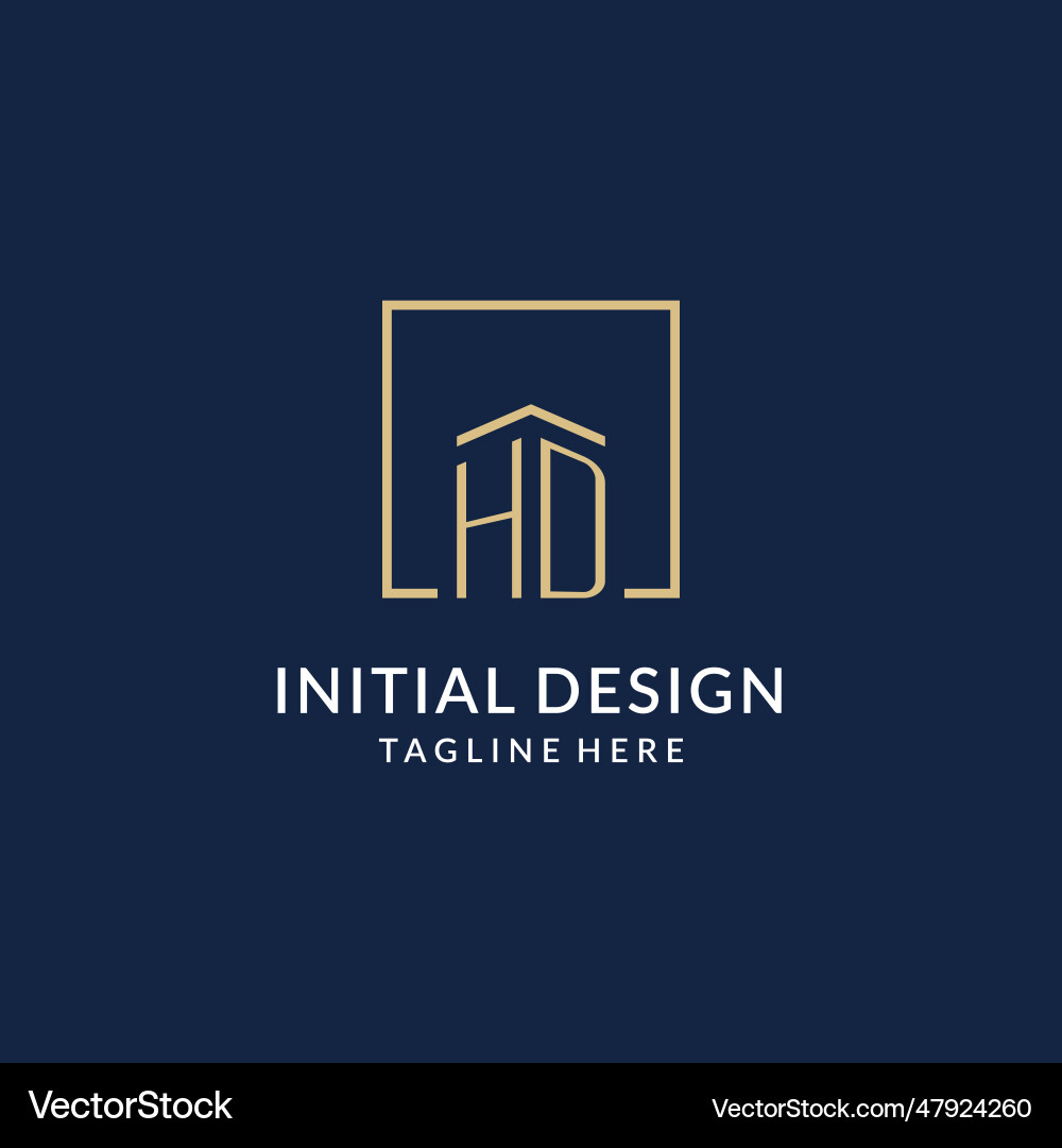 Initial hd square lines logo modern and luxury Vector Image