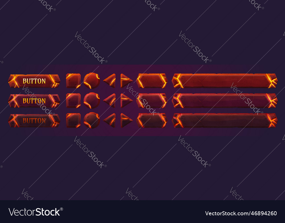 Lava game ui button interface icon animation set Vector Image