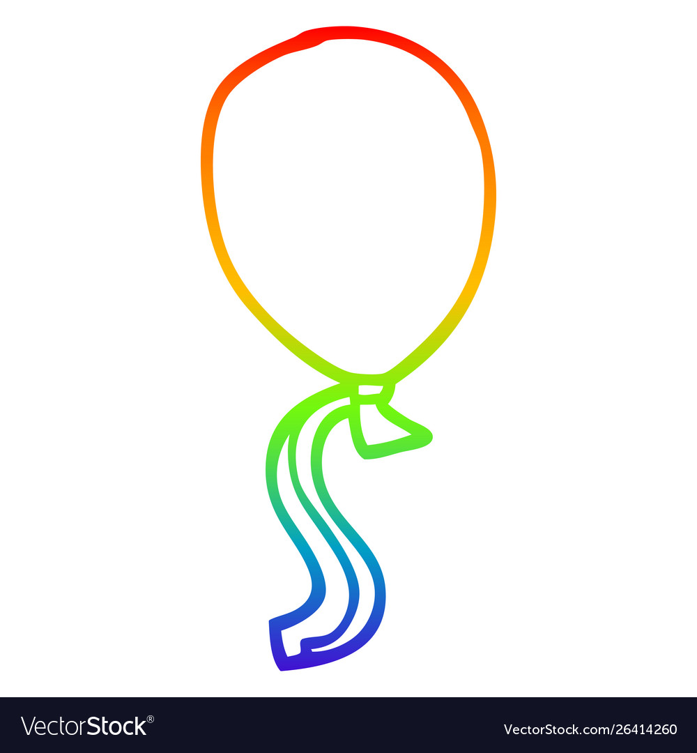 Rainbow gradient line drawing cartoon balloon Vector Image
