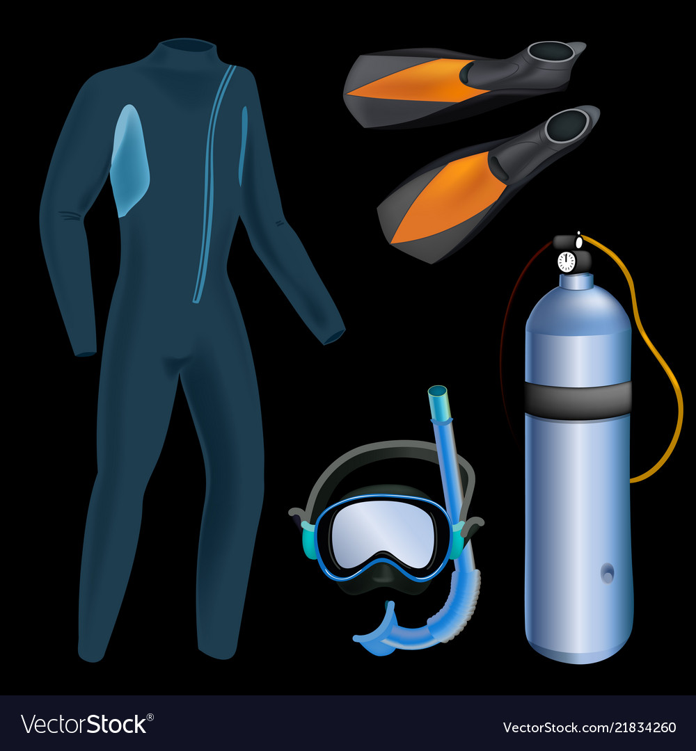 Realistic snorkeling and scuba diving set of Vector Image Realistic snorkeling and scuba diving set of Vector Image