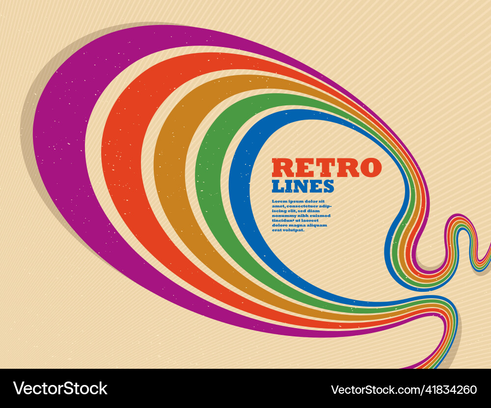 Retro style abstract background with curve lines Vector Image