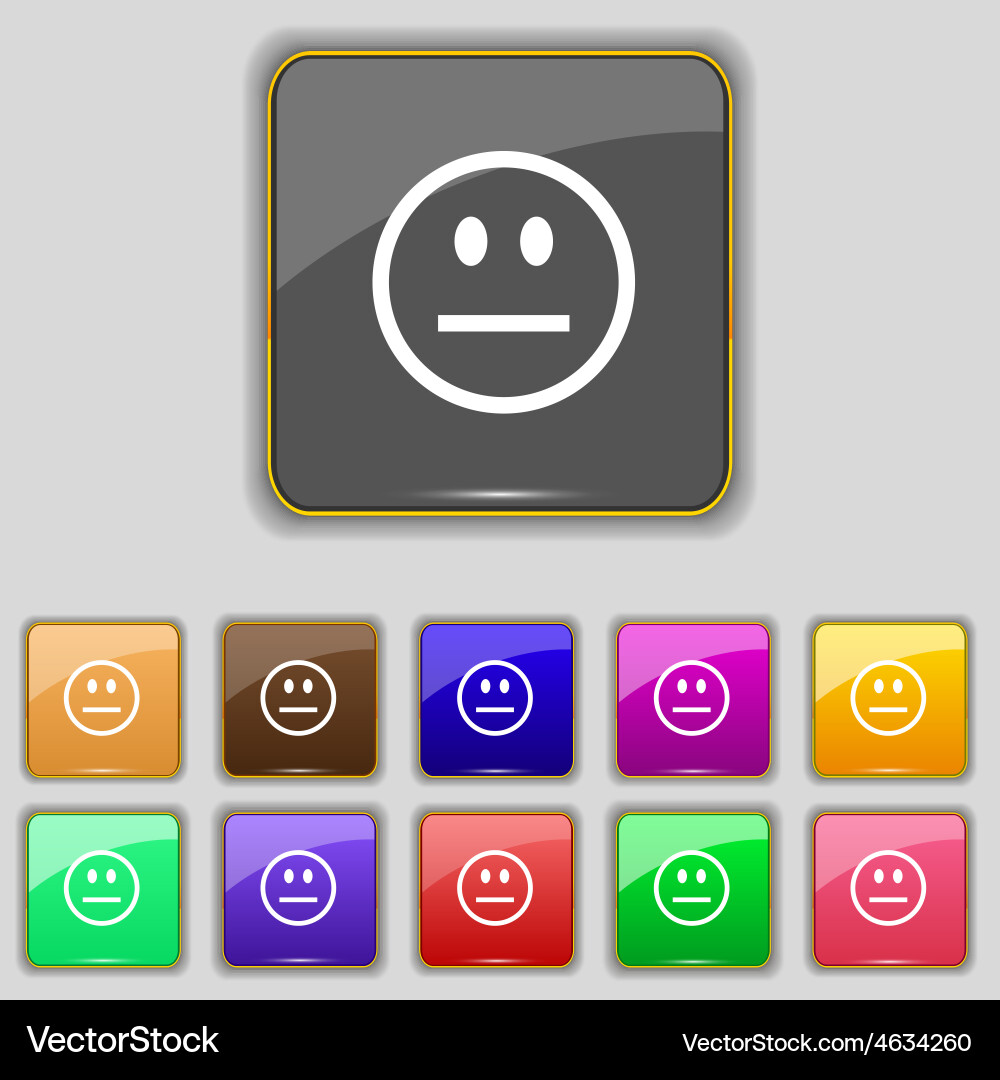 Sad face sadness depression icon sign set Vector Image