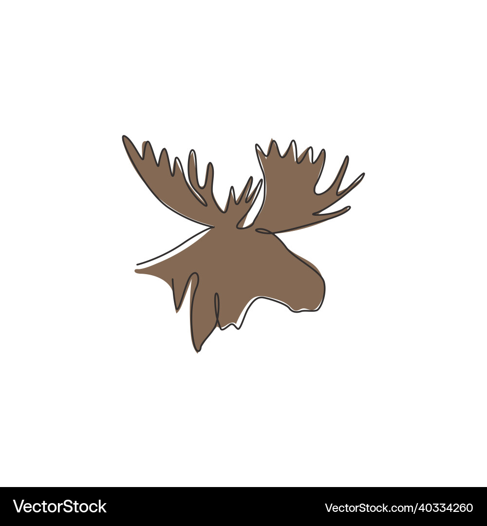 Single continuous line drawing of sturdy moose Vector Image
