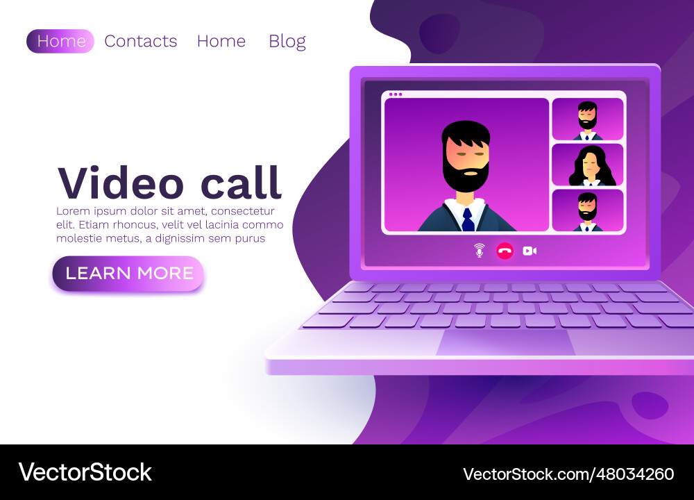 Video call laptop chat concept people talk web Vector Image