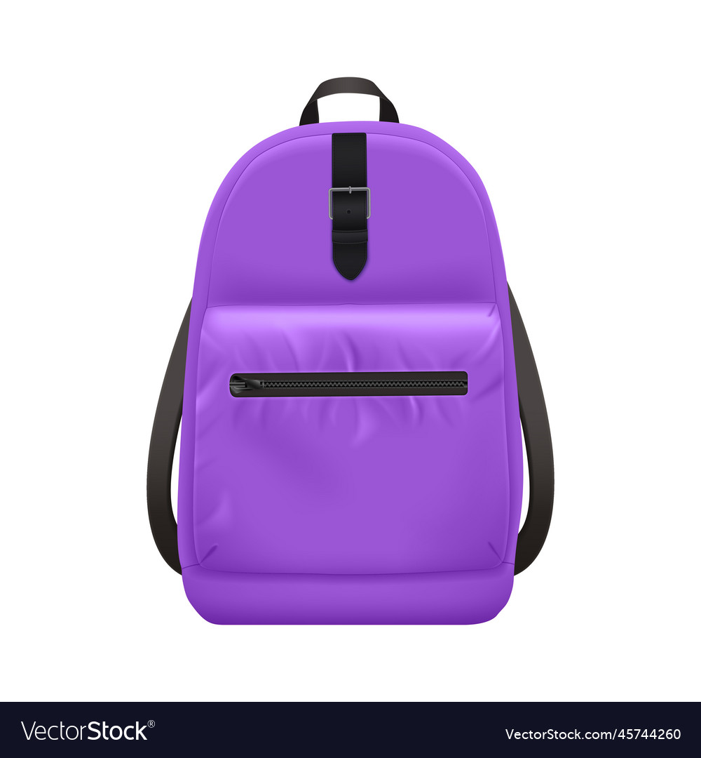 Violet school backpack composition Royalty Free Vector Image