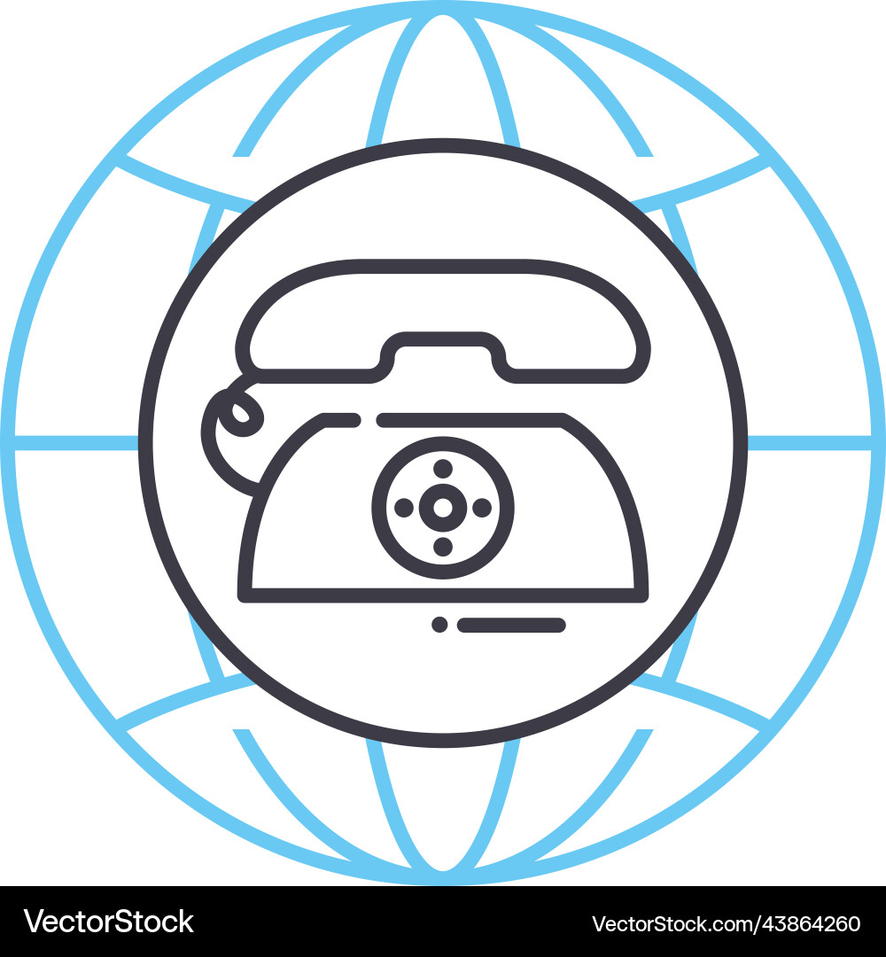 Worldwide support line icon outline symbol Vector Image