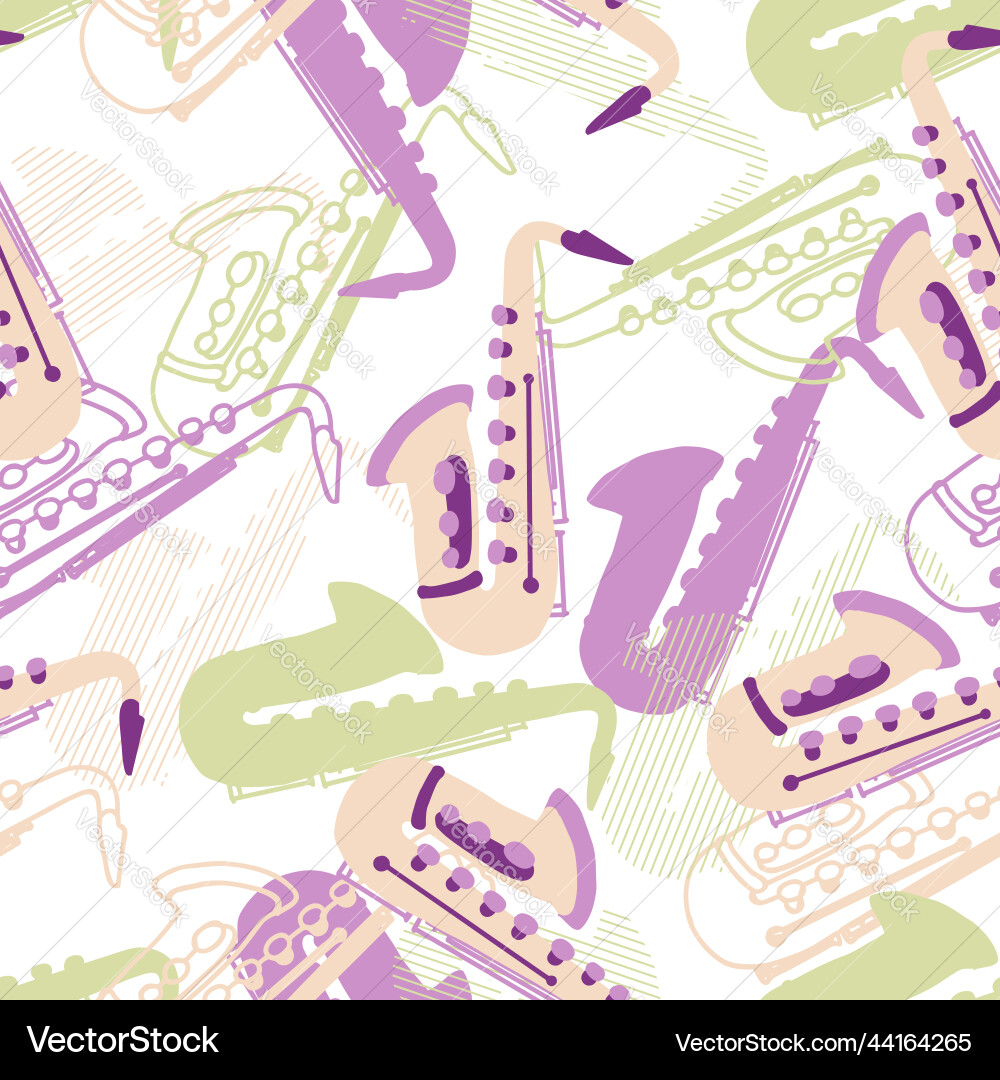 Abstract pastel colored sax music instrument Vector Image
