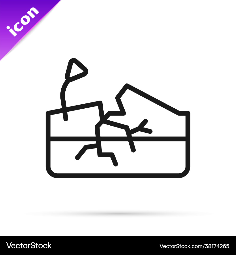 Black line earthquake icon isolated on white Vector Image