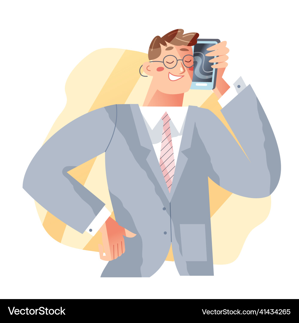 Businessman calling on mobile phone office worker Vector Image