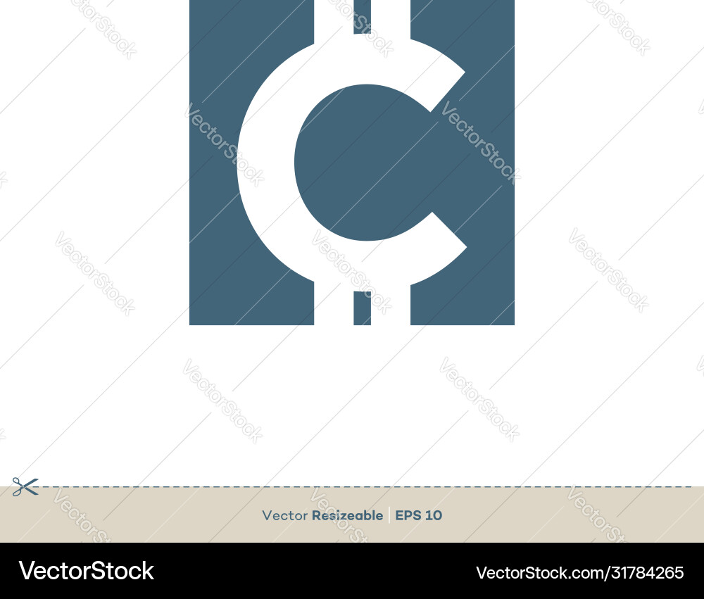 Cent money icon logo template design eps 10 Vector Image