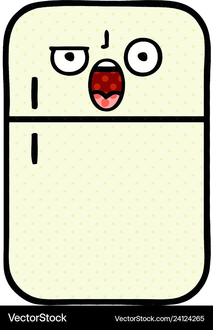 Comic book style cartoon fridge freezer Royalty Free Vector