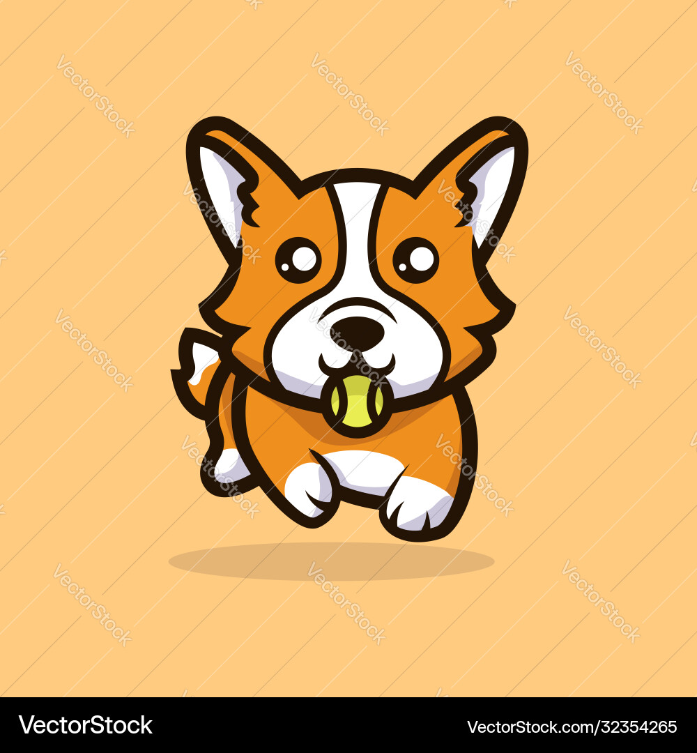 Cute corgi dog mascot Royalty Free Vector Image
