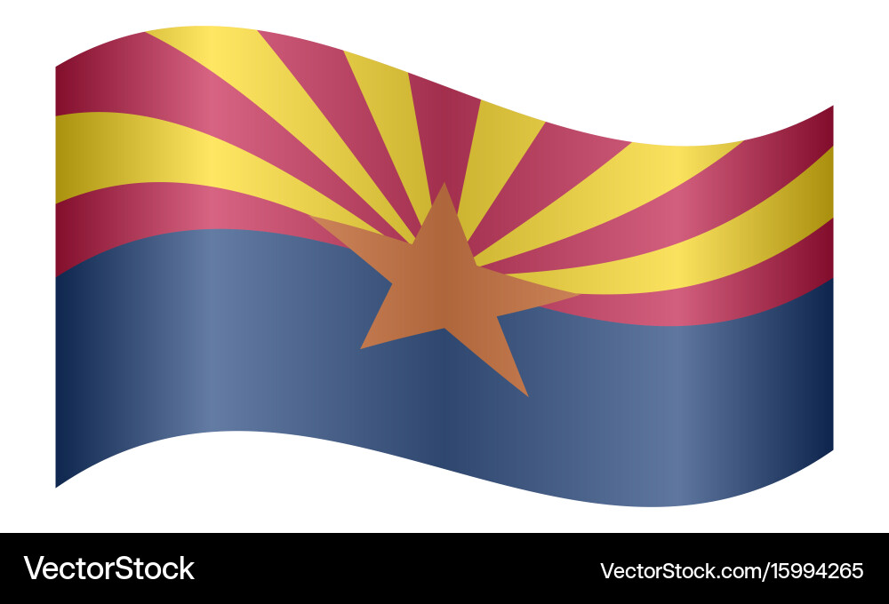 Flag arizona waving on white background Royalty Free Vector