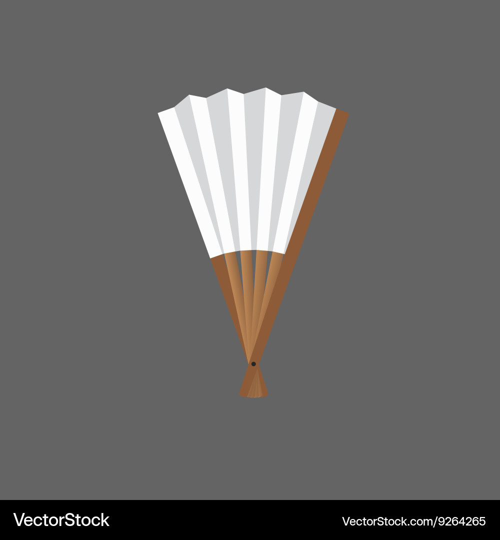 Half-opened fan white and wooden Royalty Free Vector Image