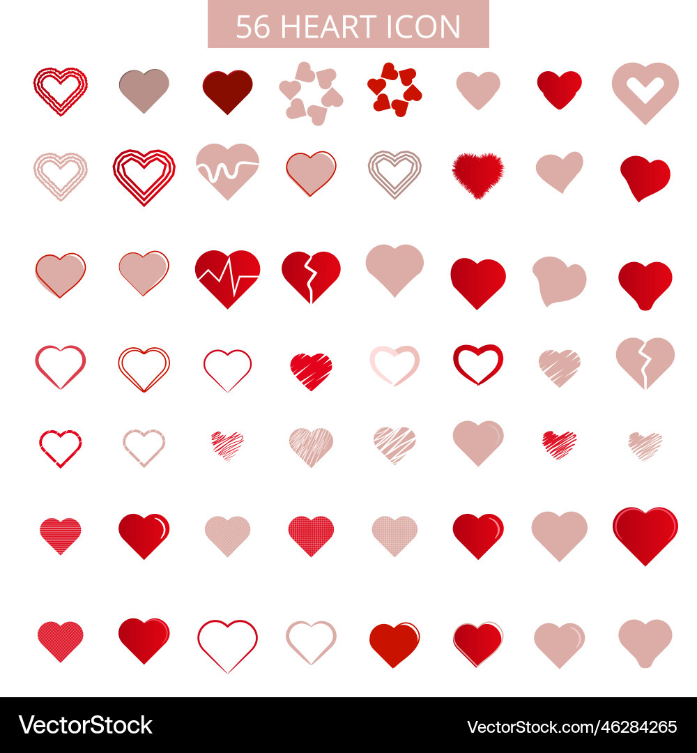 Heart logo set love icon Royalty Free Vector Image