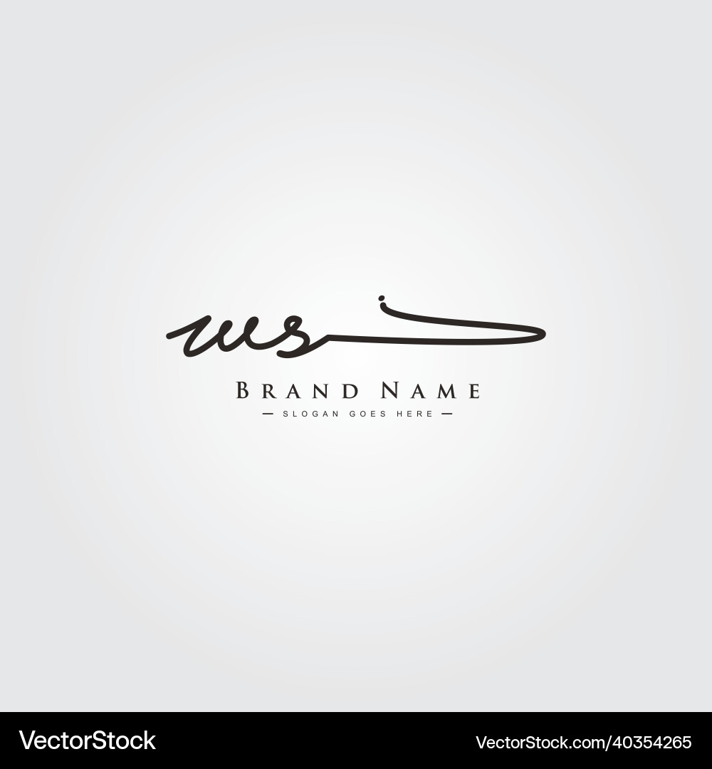 Initial letter ws logo - handwritten signature Vector Image