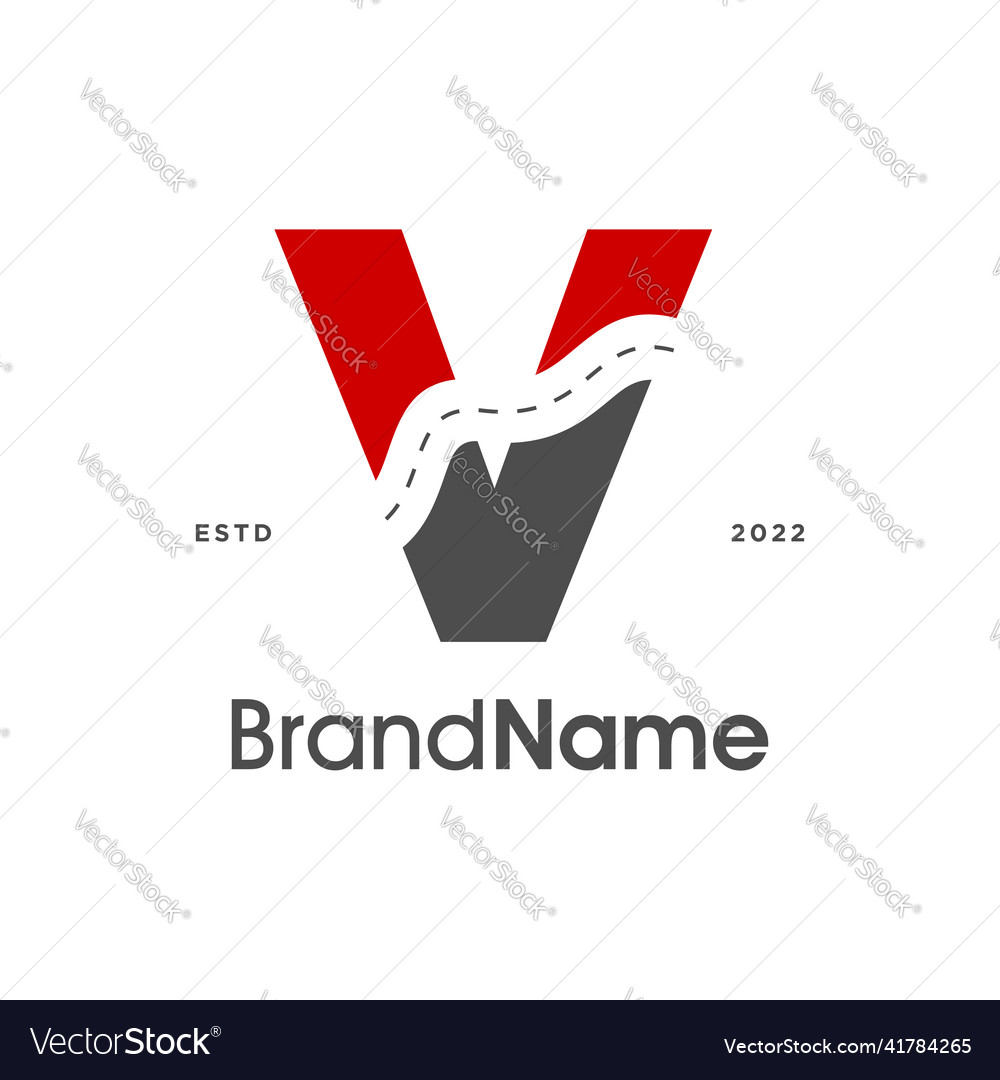 Initial v pathway Royalty Free Vector Image - VectorStock