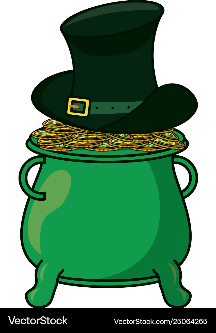 Pot with coins and irish hat Royalty Free Vector Image
