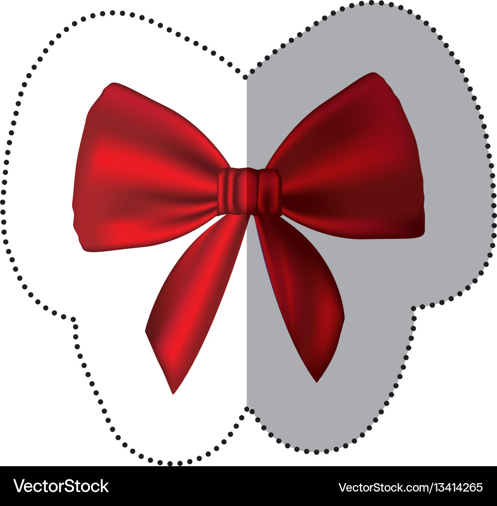 Sticker realistic cute red ribbon with bow Vector Image