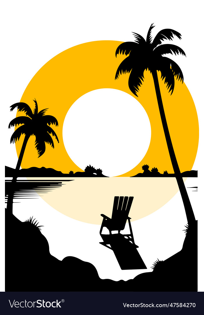 A vintage silhouette-style of summertime beach Vector Image