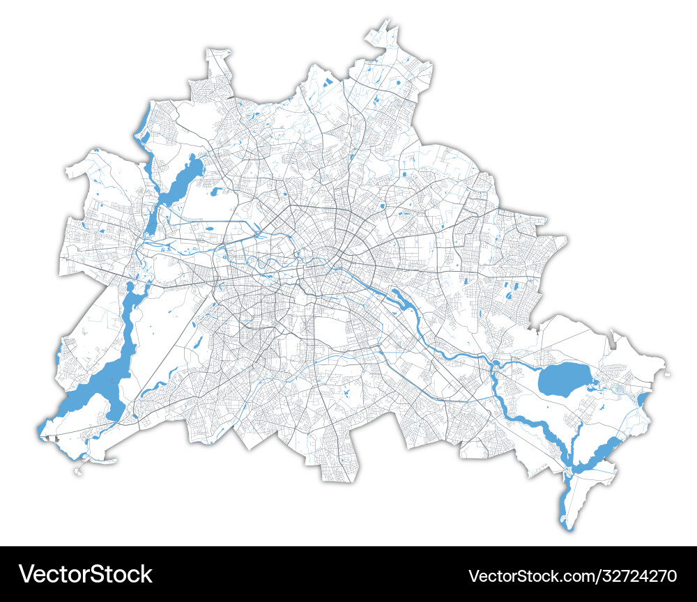 Berlin map detailed city poster Royalty Free Vector Image