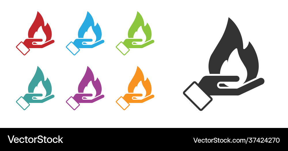 Black hand holding a fire icon isolated on white Vector Image
