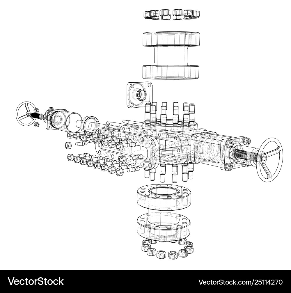 Blowout preventer rendering 3d Royalty Free Vector Image