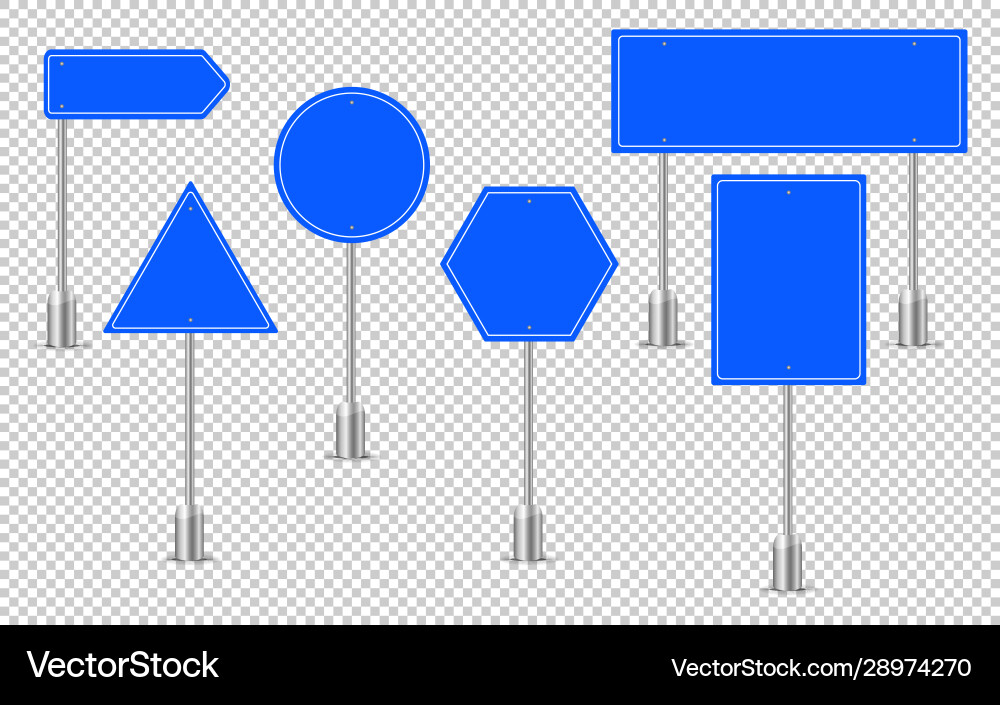 Blue traffic signs road board text panel mockup Vector Image