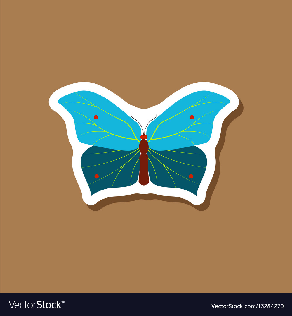 Butterfly Paper Sticker On Stylish Background Vector Image