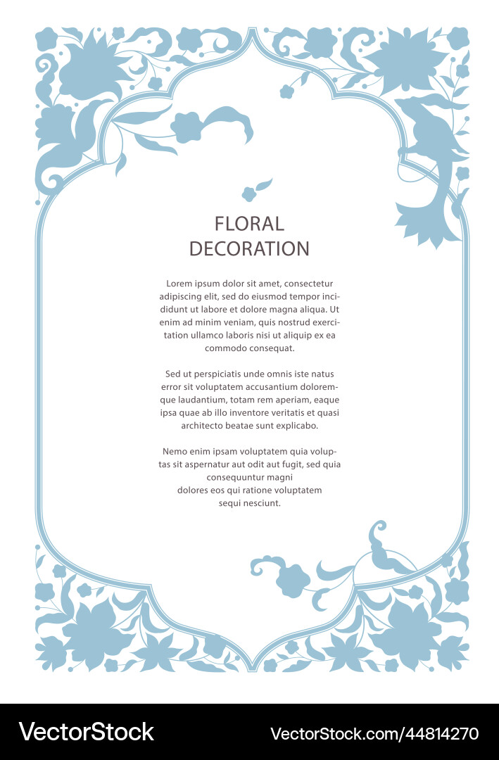 Floral frame vignette border card design template Vector Image