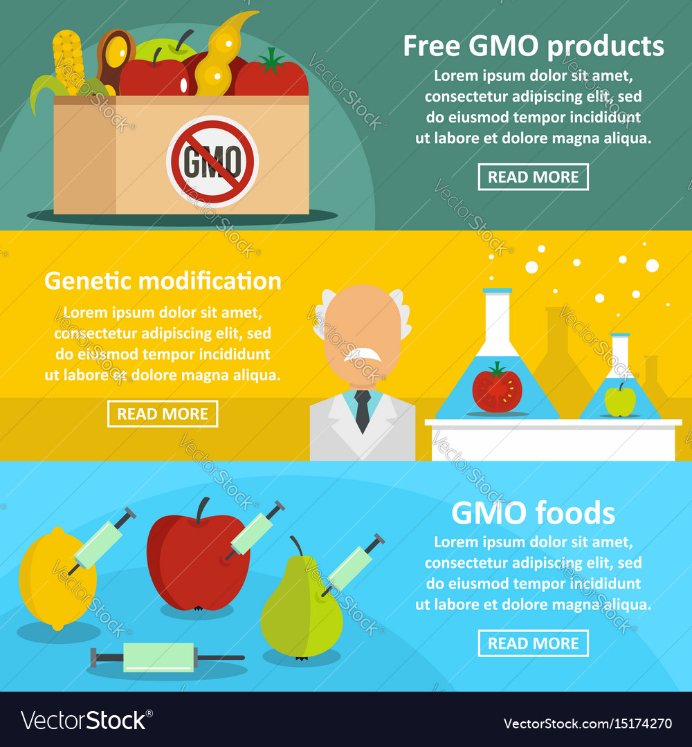 Gmo products banner horizontal set flat style Vector Image