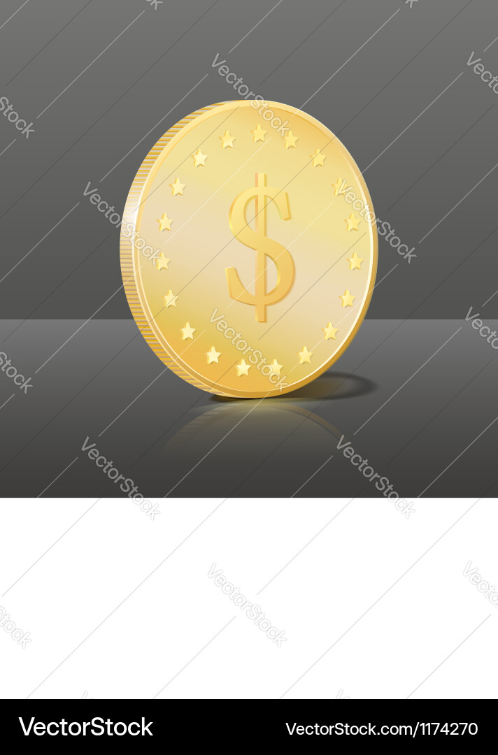 Gold coin with dollar sign Royalty Free Vector Image
