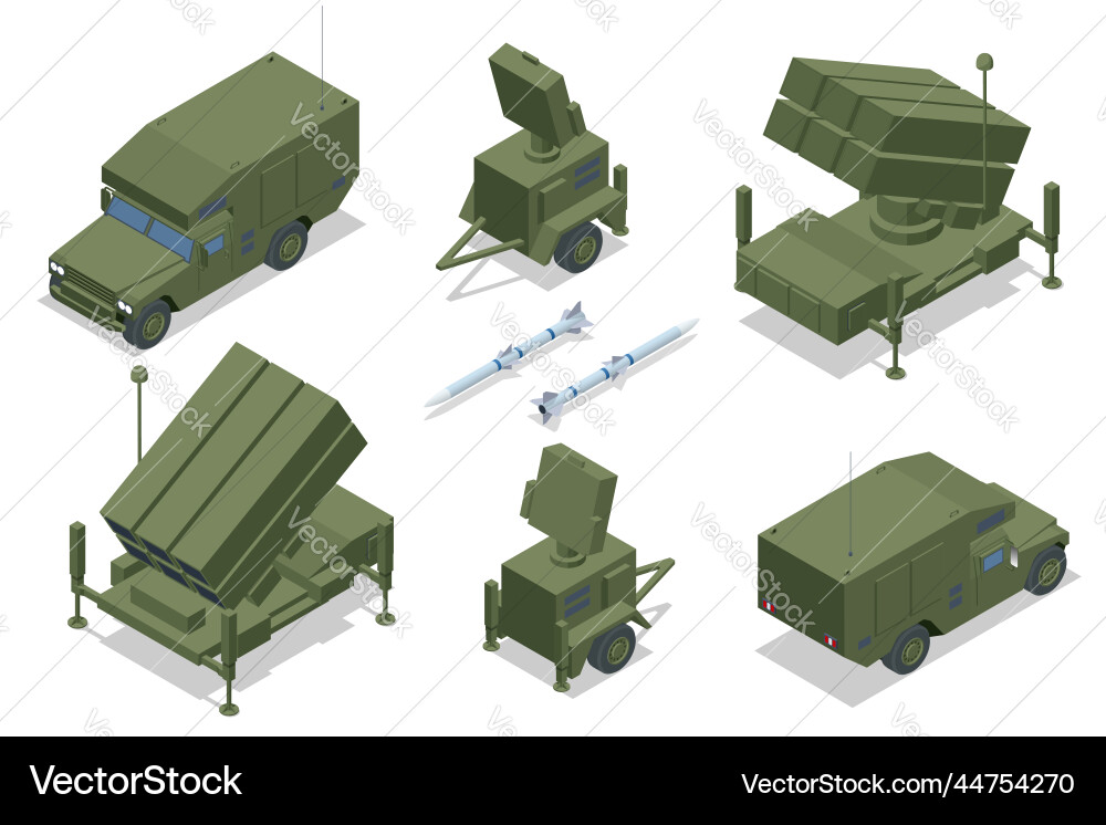 Isometric nasams surface-to-air missile system Vector Image