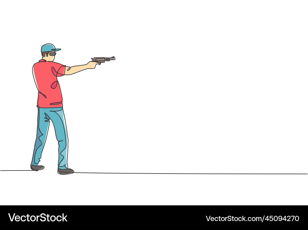 One single line drawing of young man practicing Vector Image