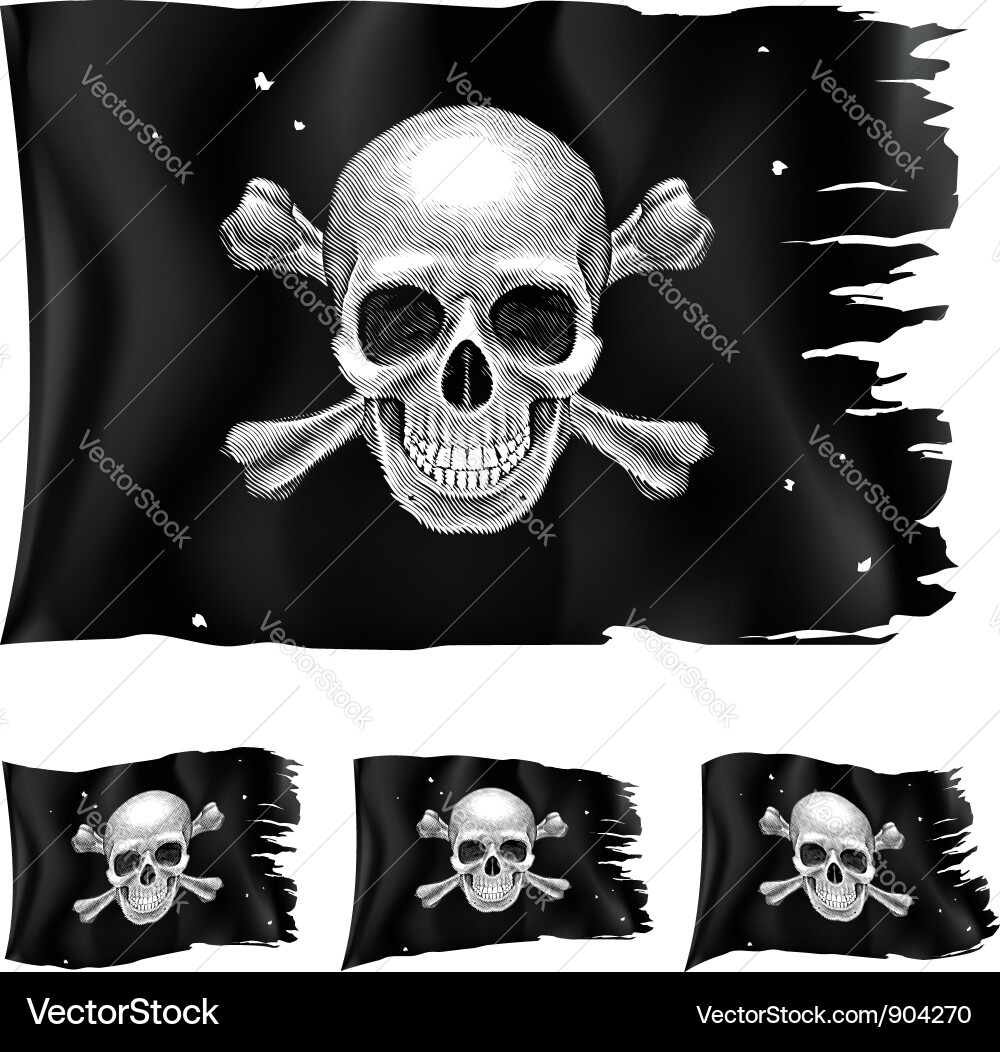Three types of pirate flag Royalty Free Vector Image