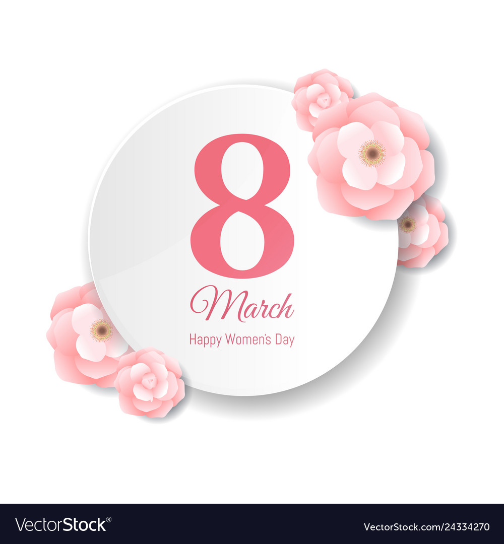 Womens day pink flower postcard Royalty Free Vector Image