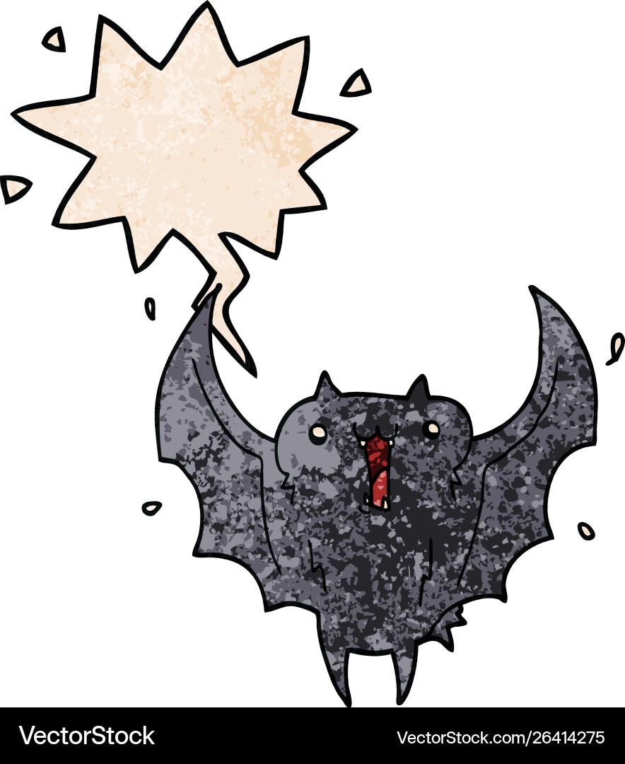 Cartoon happy vampire bat and speech bubble Vector Image