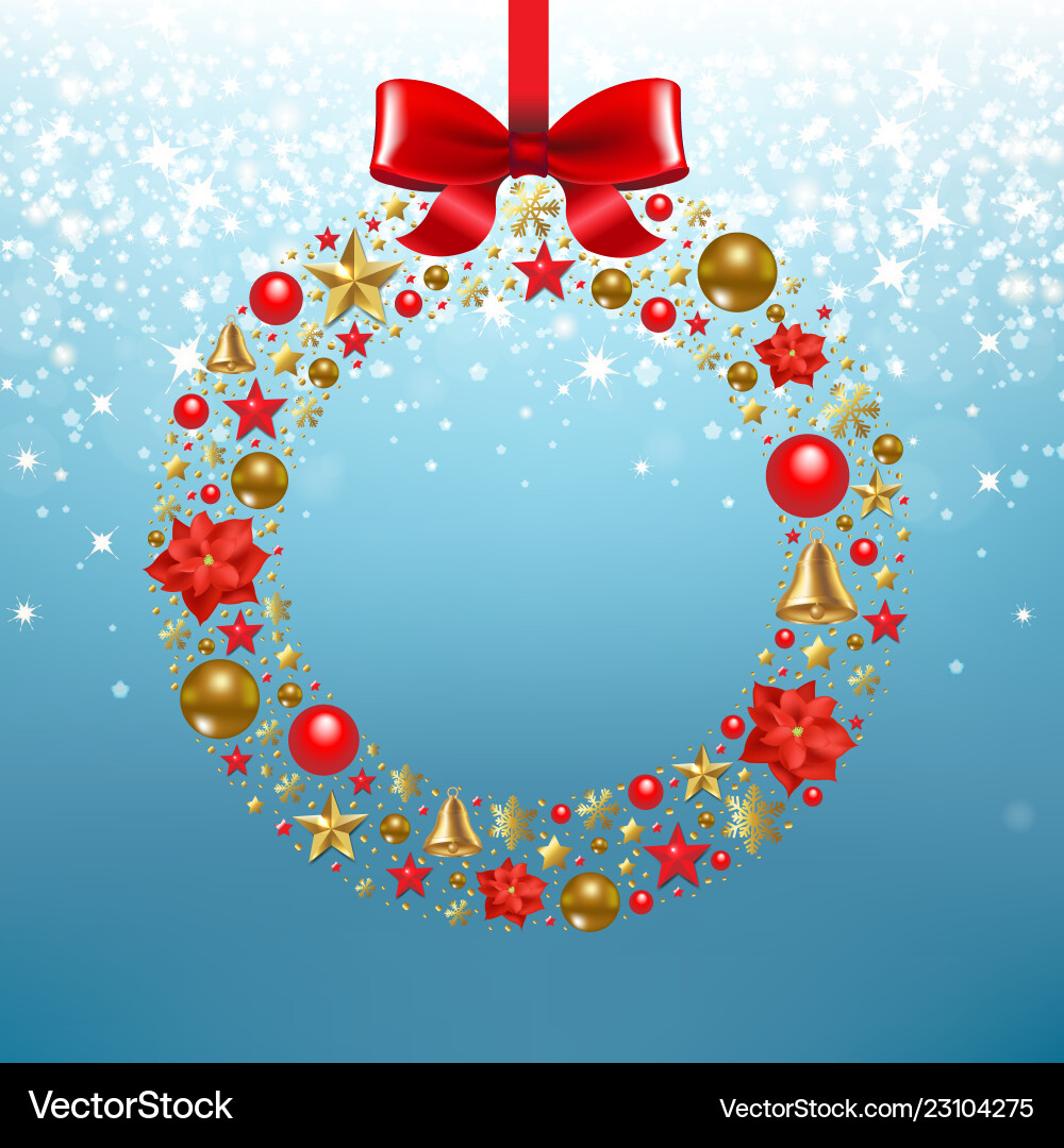 Christmas card with wreath Royalty Free Vector Image