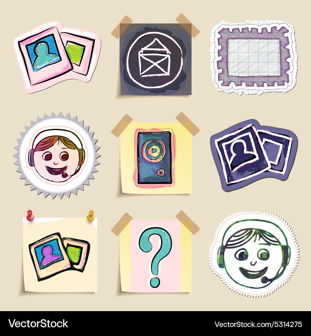 Communication icons set hand drawn and isolated Vector Image